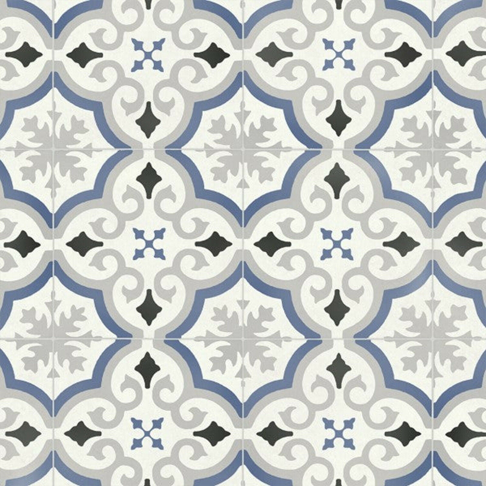 Blue & Grey Victorian Tile Style Comet Vinyl Flooring – More For Your ...